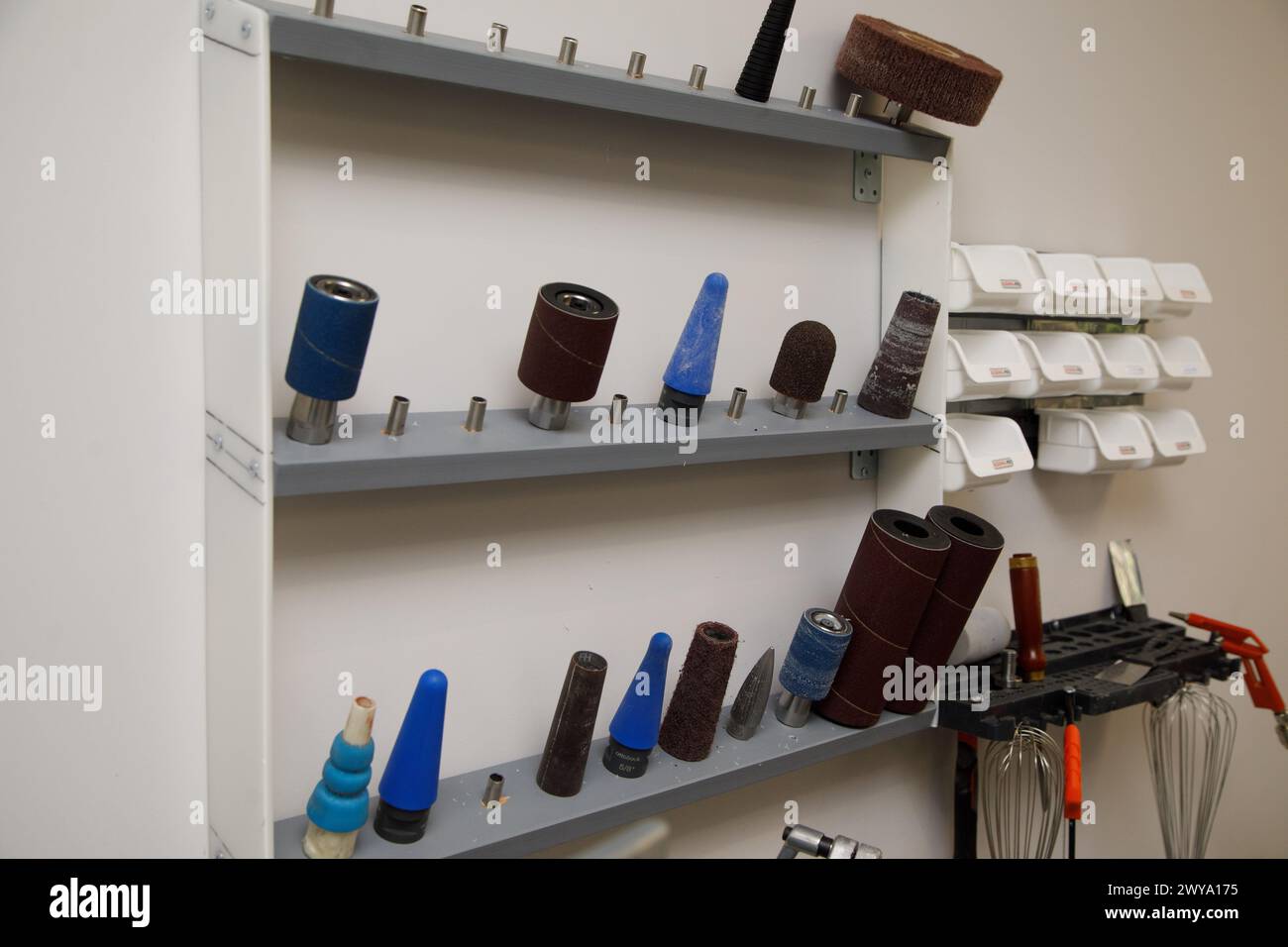 KYIV, UKRAINE - APRIL 04, 2024 - Tools are seen in the shop for the ...