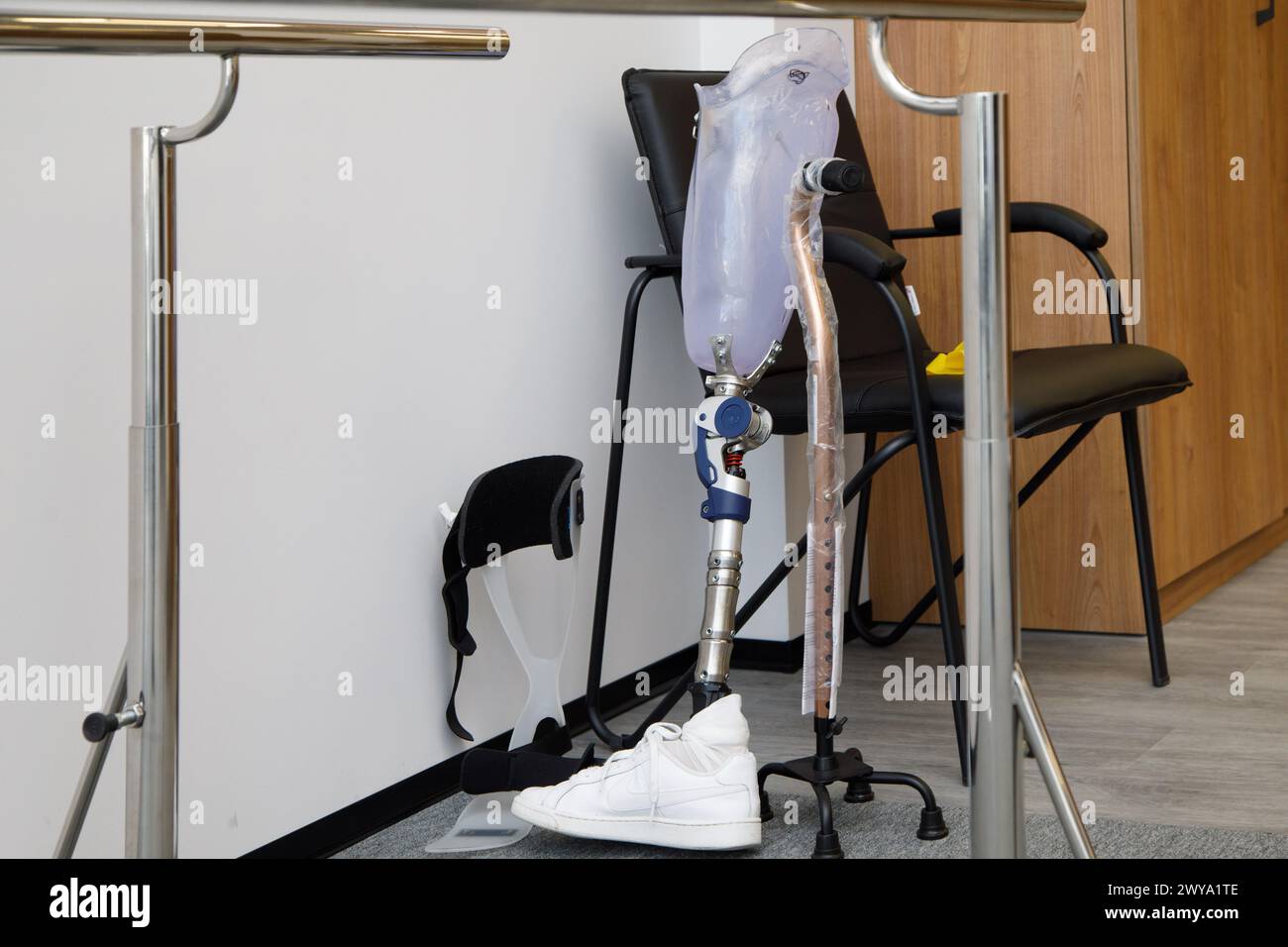 KYIV, UKRAINE - APRIL 04, 2024 - A prosthetic lower limb is seen in the ...