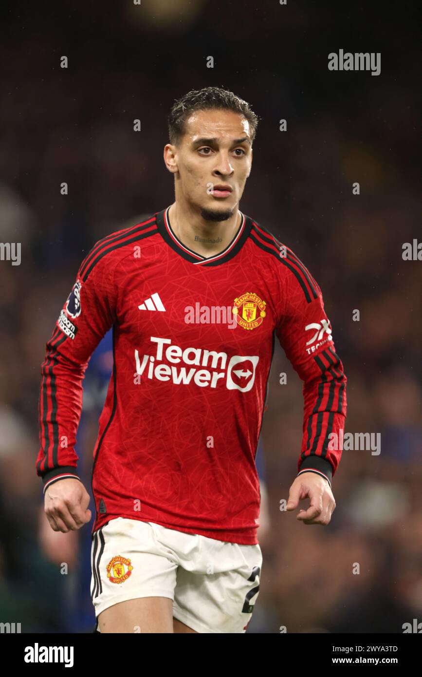 Antony (MU) at the Chelsea v Manchester United EPL match, at Stamford ...