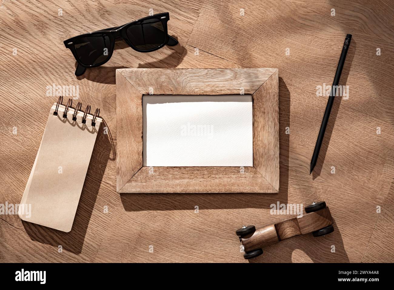 Wooden Frame and Men's Things Arranged on a Textured Desk Surface Stock ...