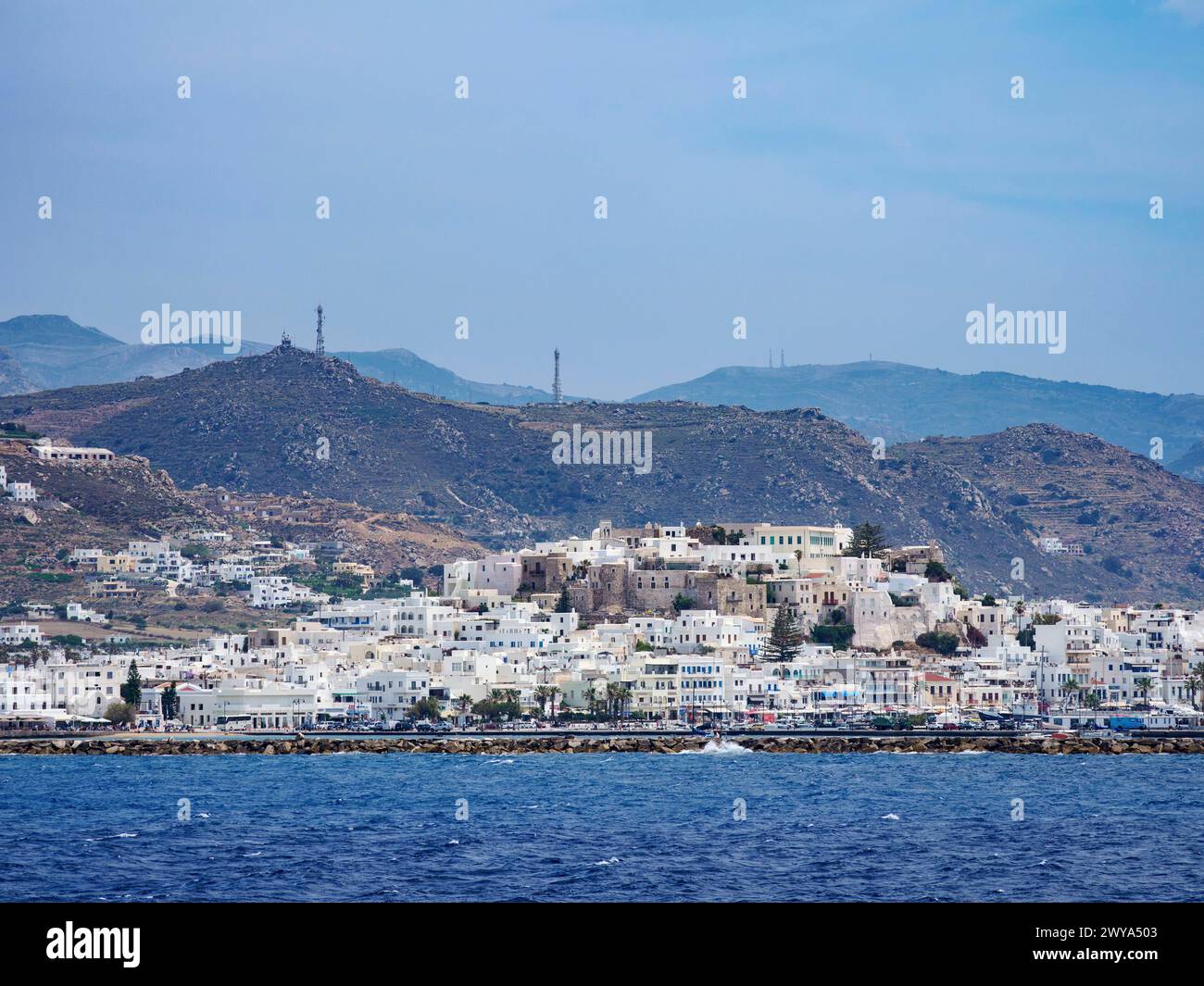View towards Chora, Naxos City, Naxos Island, Cyclades, Greek Islands ...
