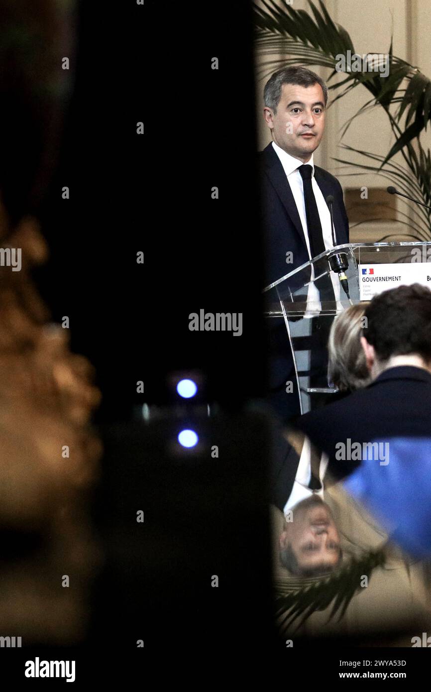 Gerald Darmanin, Minister for the Interior and Overseas France during ... Gerald Darmanin, Minister for the Interior and Overseas France during ...