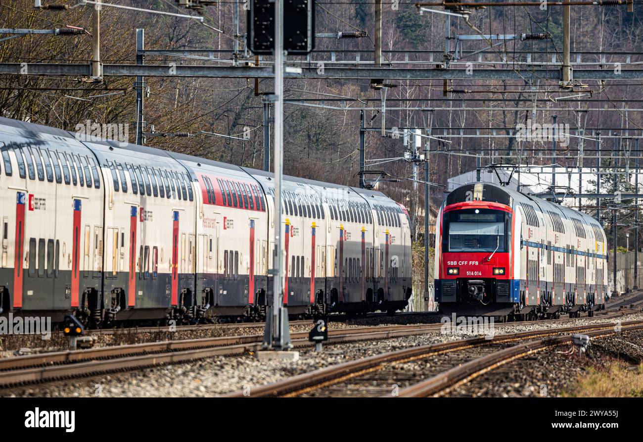Eine Zürcher S-Bahn der Linie S24 (S-Bahn 24) vom Typ SBB RABe 514 ...