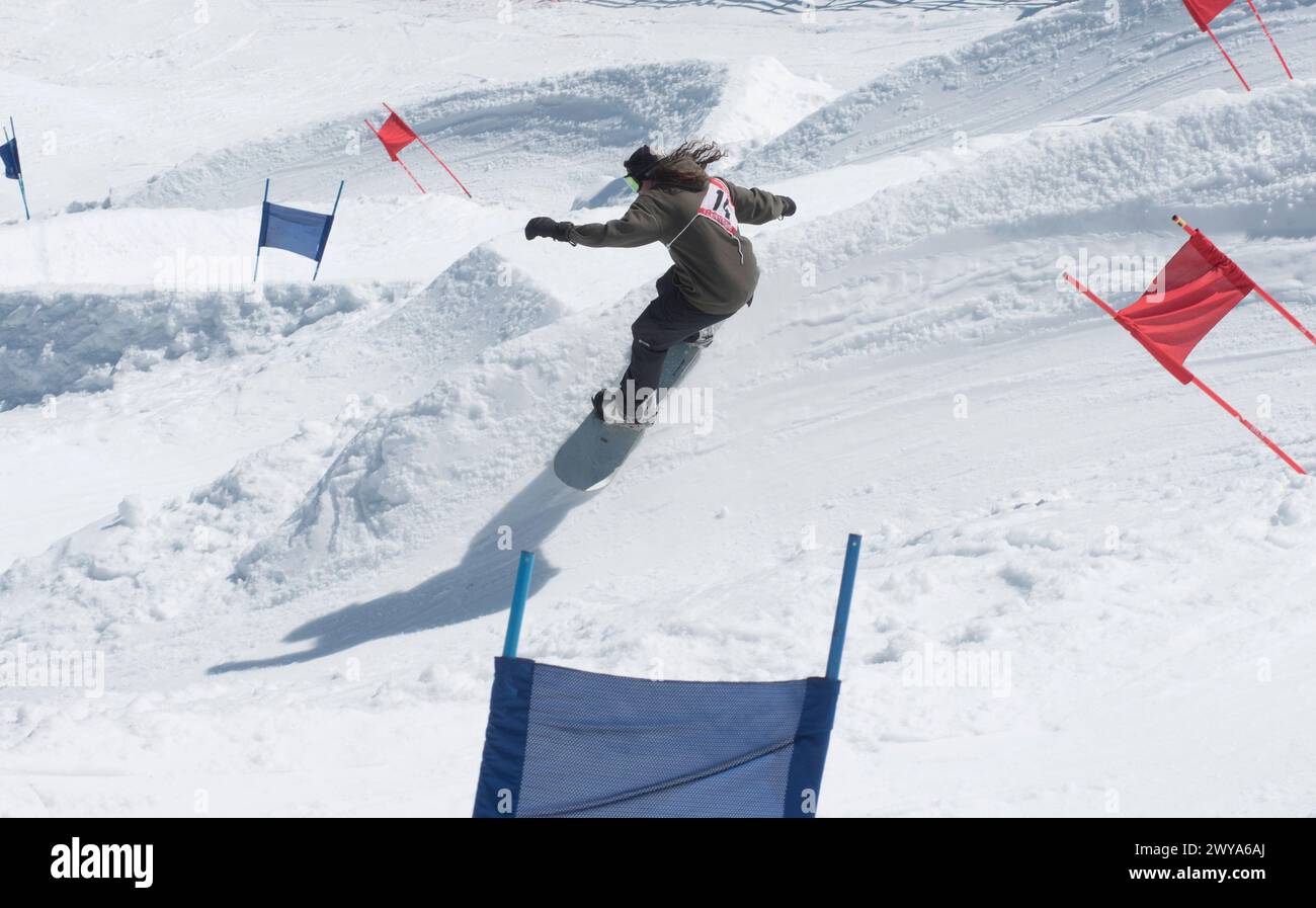 snowboarder on a mountain with snow in winter snowboarder on a mountain ...