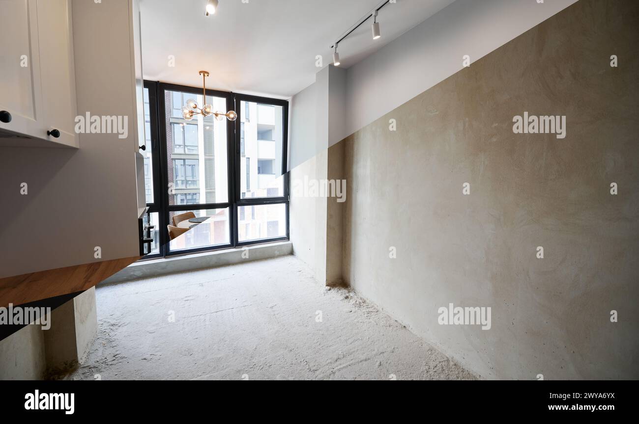 Comparison of old apartment and new flat with modern interior, parquet ...