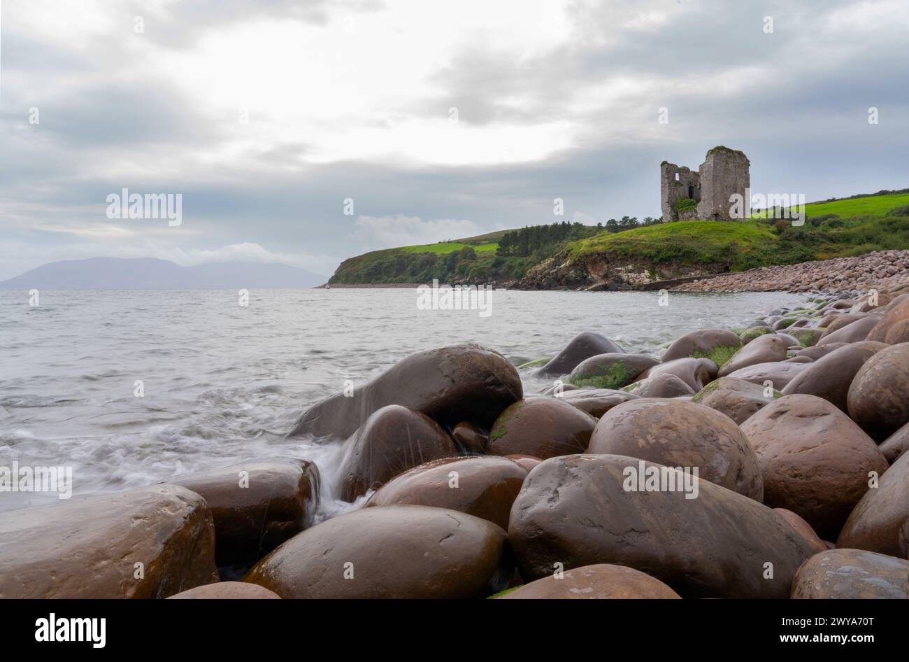 Minard Beach and Minard castle, Kilmurry, Banogue, Co. Kerry, Ireland ...