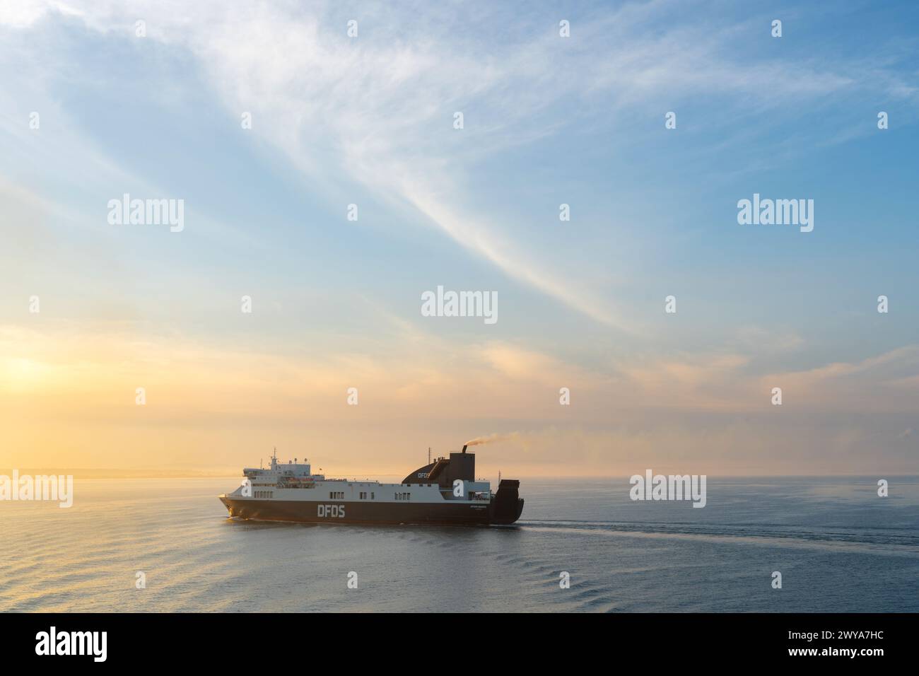 Cross channel ferry (DFDS) arriving at Rosslare harbour, Ireland at ...