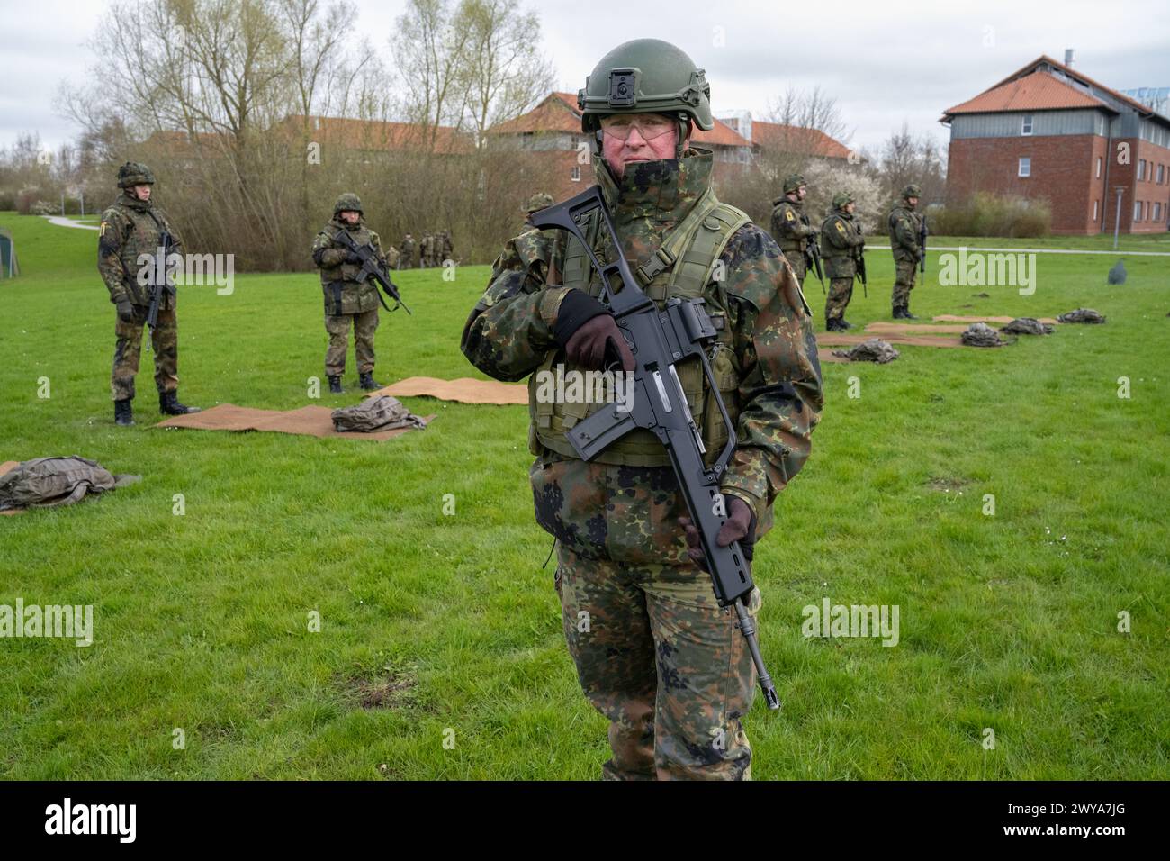 Parow, Germany. 03rd Apr, 2024. Chief Boatswain Falk Wulf, firing ...