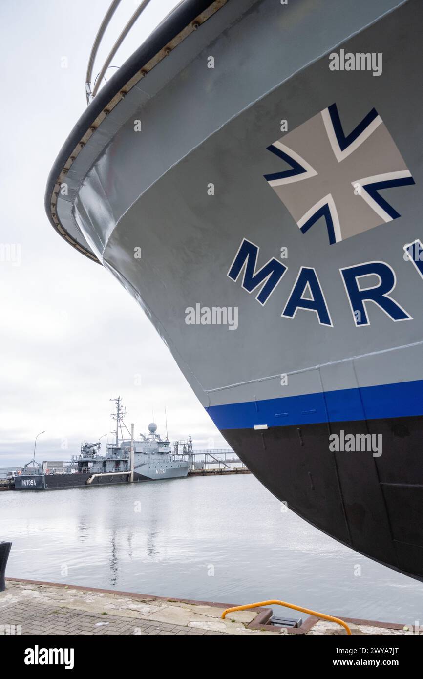 Parow, Germany. 03rd Apr, 2024. The training ship "Ensdorf" is moored ...