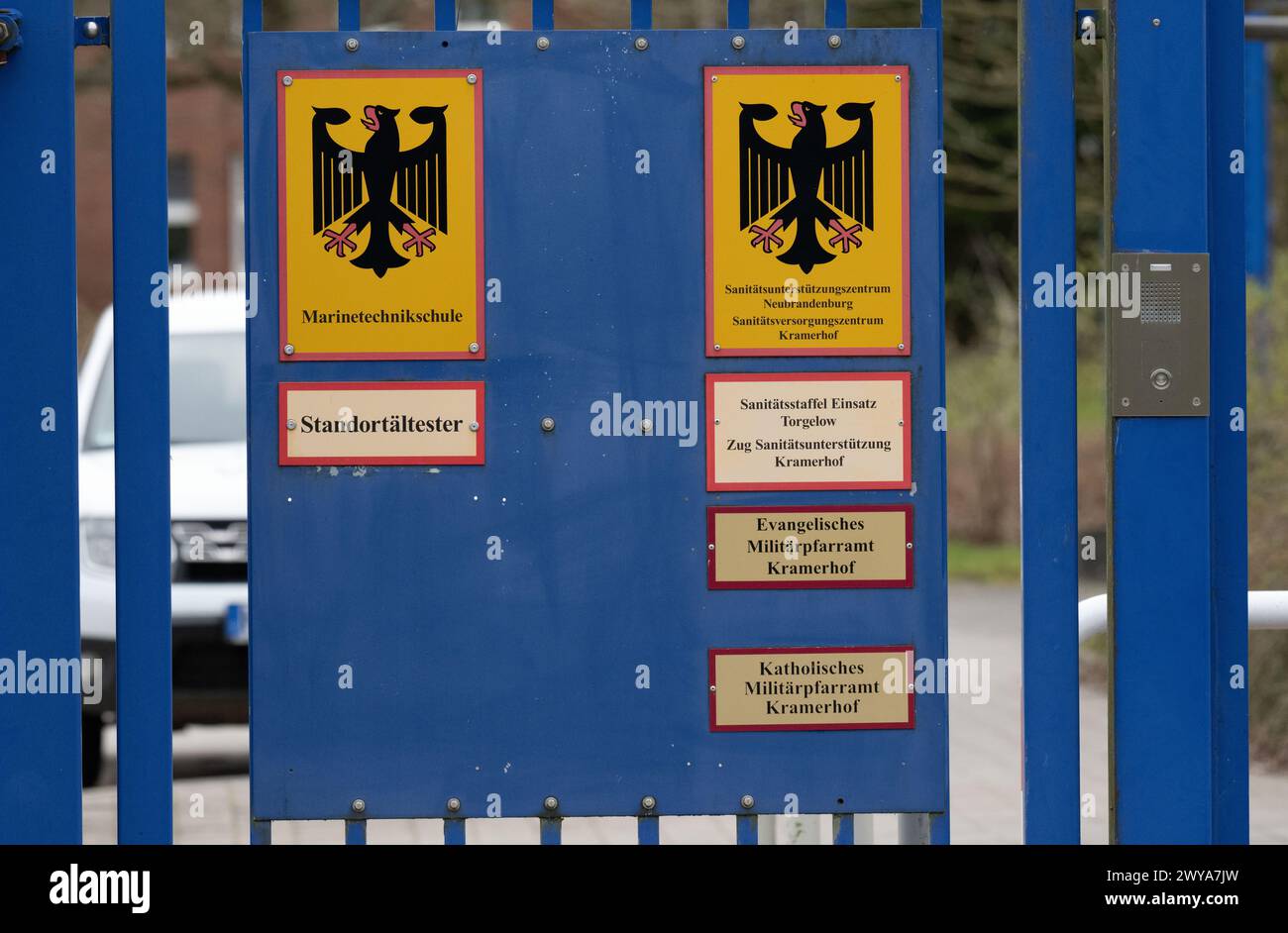 Parow, Germany. 03rd Apr, 2024. A sign reading "Marinetechnikschule ...