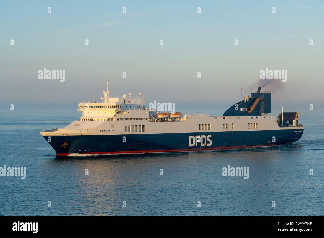 Cross channel ferry (DFDS) arriving at Rosslare harbour, Ireland at ...