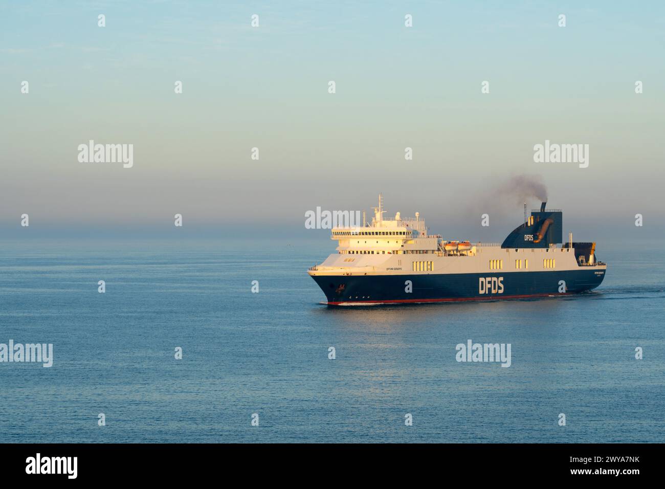 Cross channel ferry (DFDS) arriving at Rosslare harbour, Ireland at ...