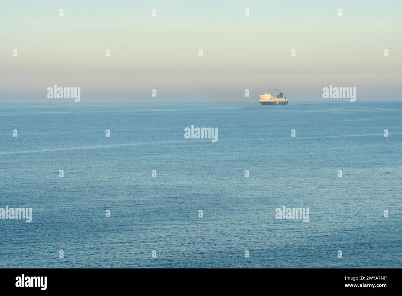 Cross channel ferry (DFDS) arriving at Rosslare harbour, Ireland at ...