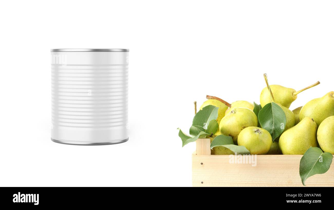 Pear Jam Food Tin Can Mockup Template Isolated Background Stock Photo ...