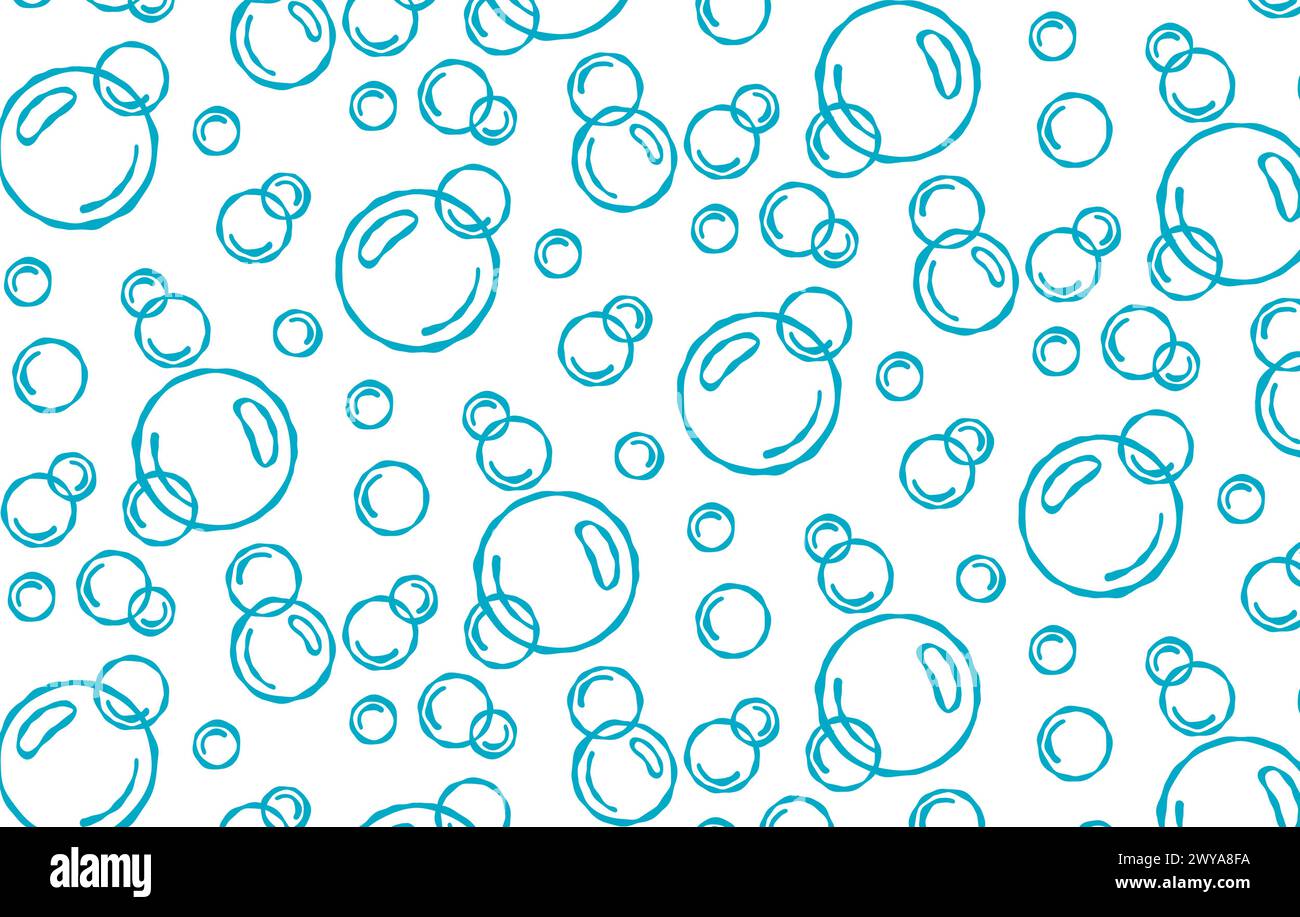 Bubbles vector seamless pattern with flat line icons. Soap with foam ...
