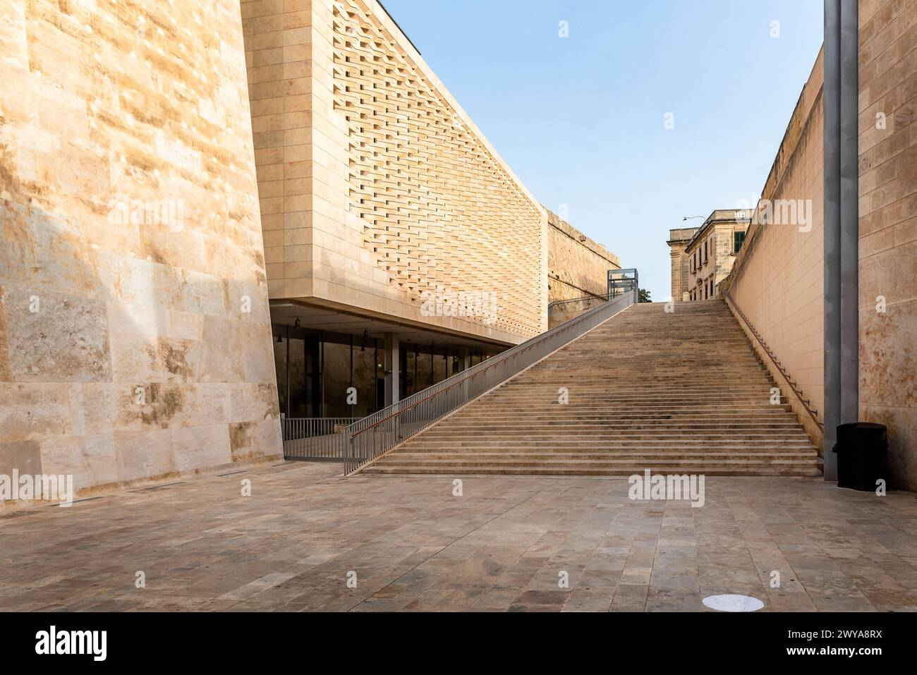 Limestone stairs in Valletta, Malta on a beautiful sunny day Stock ...