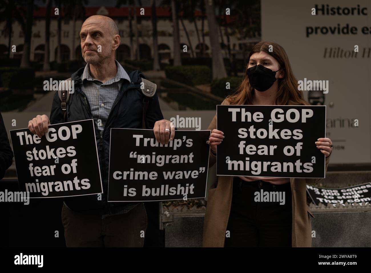New York City, USA. 04th Apr, 2024. A group of migrant supporters ...