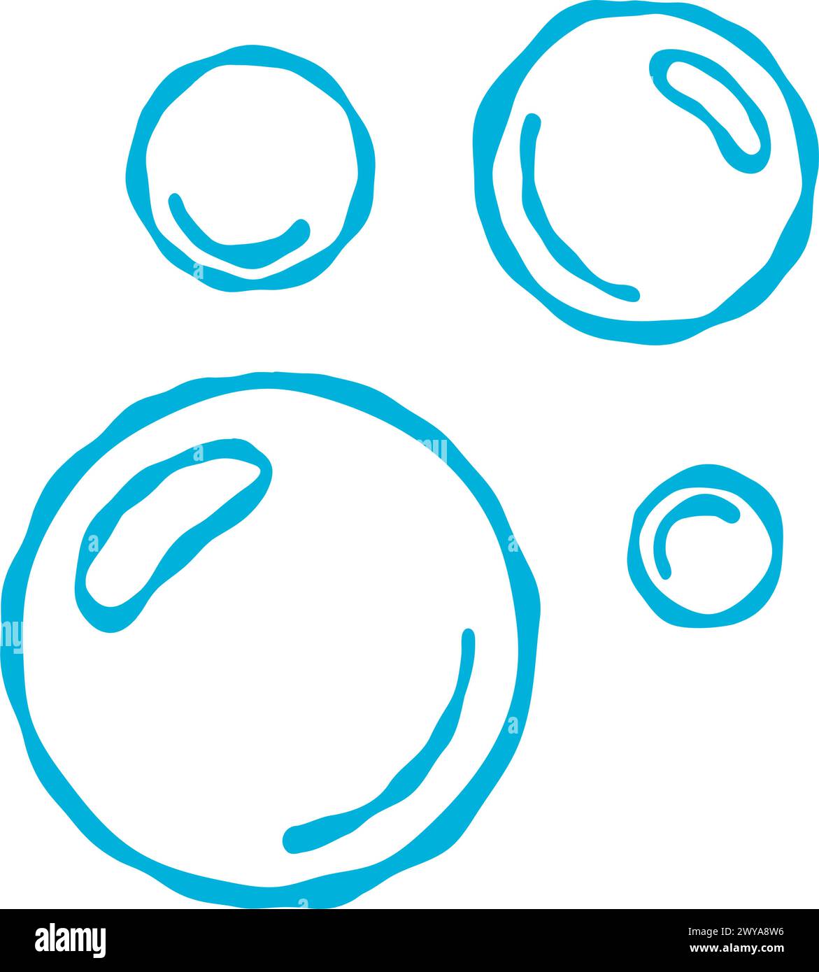 Water Bubble Doodle Water Bubble Illustration With Hand Drawn Doodle Cartoon Style Vector