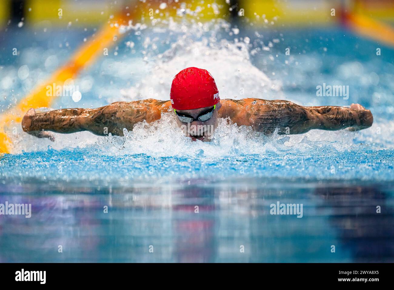 LONDON, UNITED KINGDOM. 05 April, 2024. Jamie Ingram competes in 100m ...