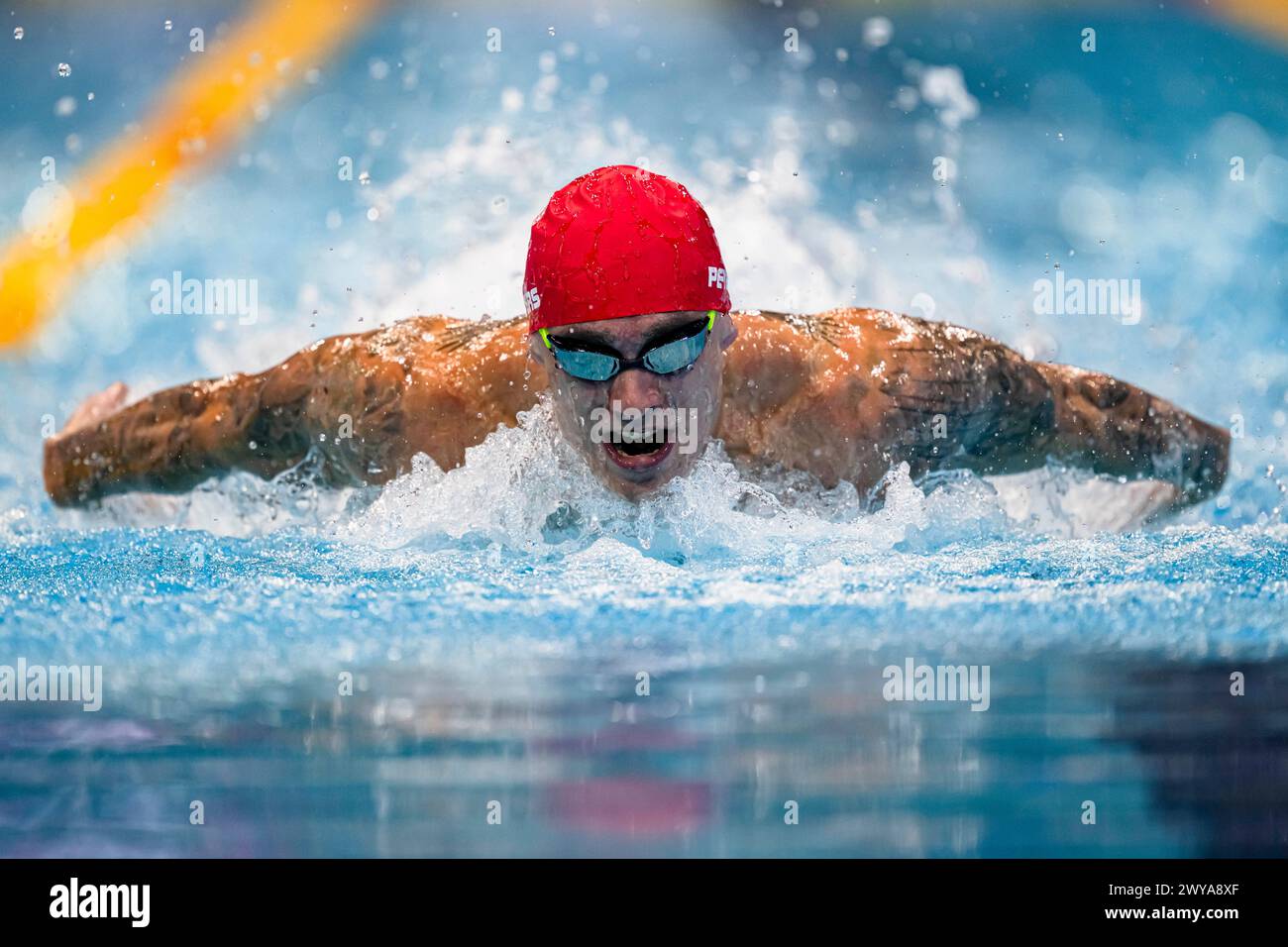 LONDON, UNITED KINGDOM. 05 April, 2024. Jamie Ingram competes in 100m ...