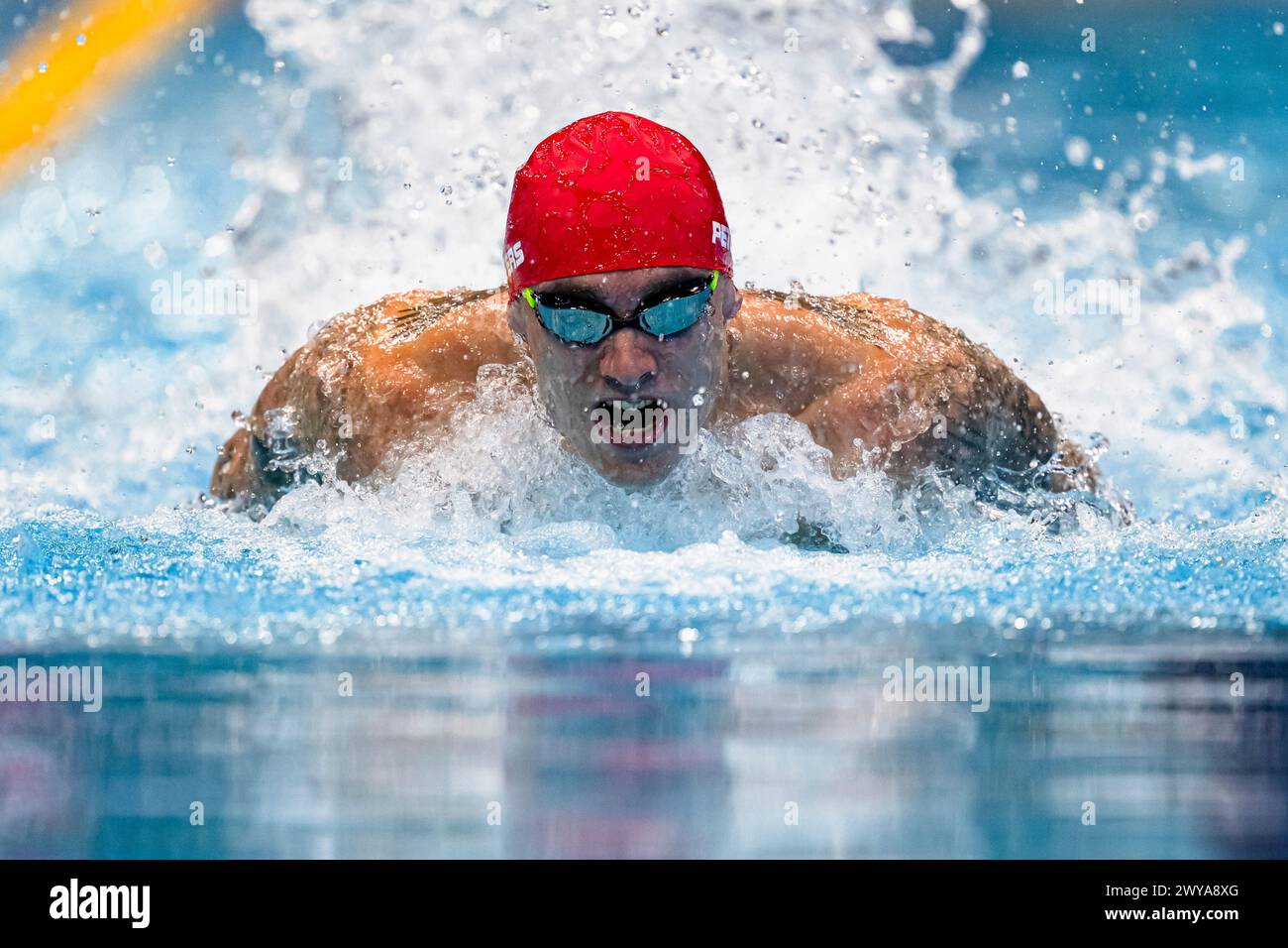 LONDON, UNITED KINGDOM. 05 April, 2024. Jamie Ingram competes in 100m ...