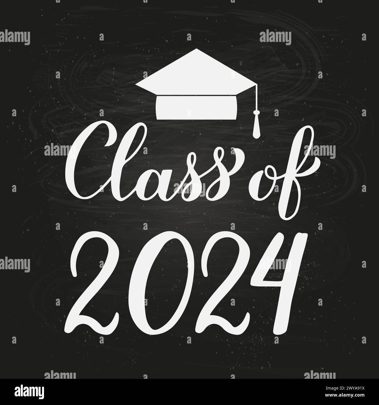 Class of 2024 hand lettered on chalkboard background. Congratulations ...