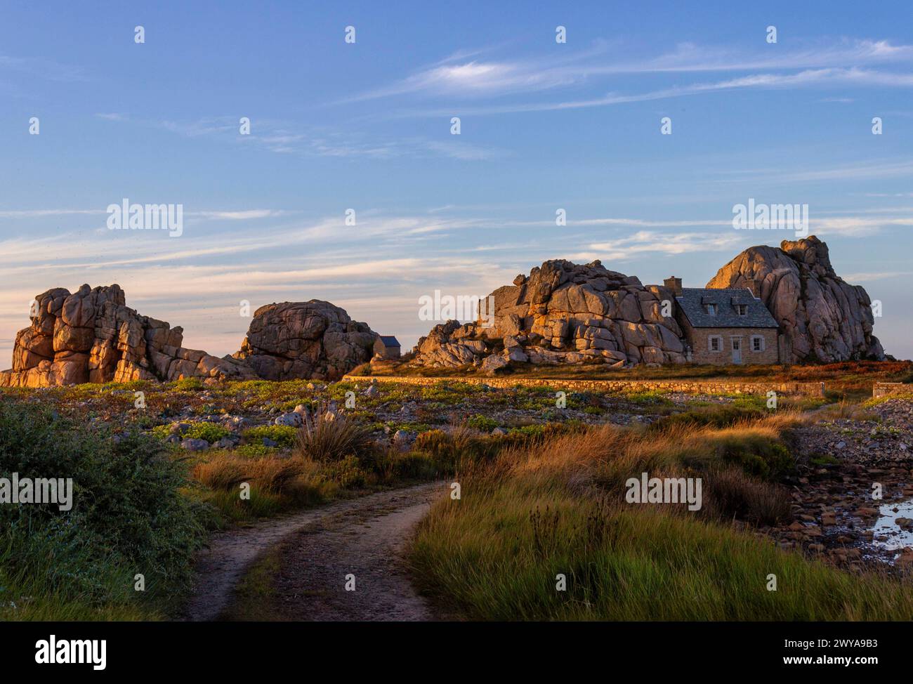 The house between the rocks, Le Gouffre, Plougrescant, Cotes-d Armor ...