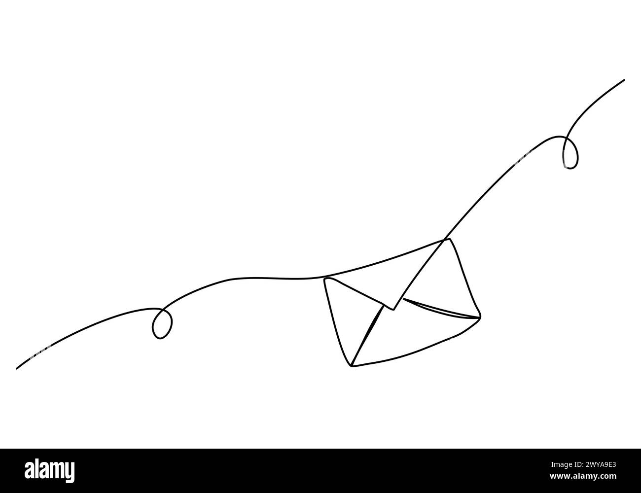 Message letter, one line drawing vector illustration Stock Vector Image ...