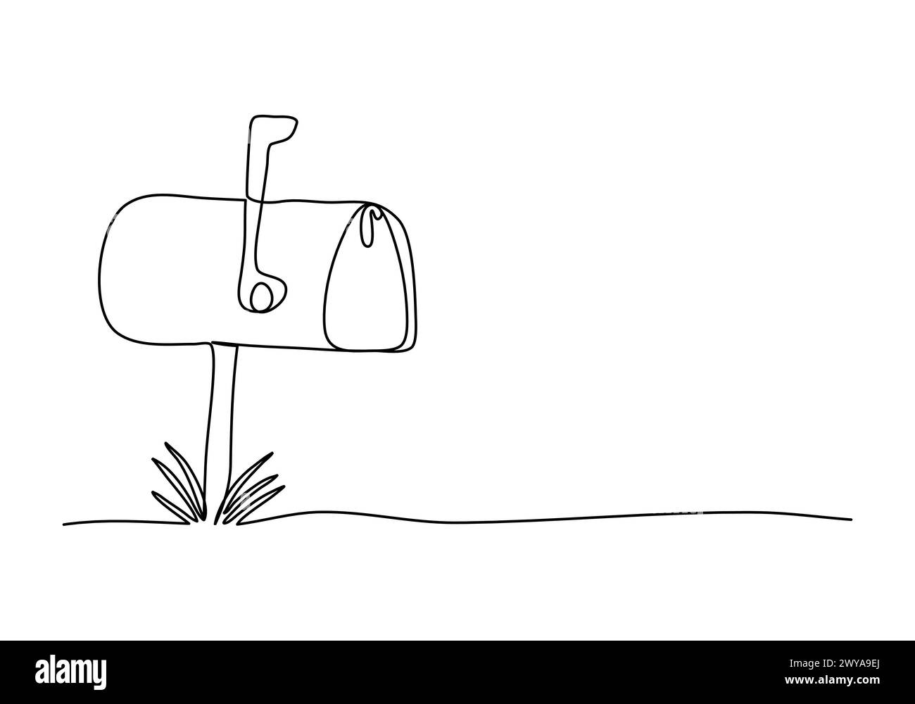 Mail Box One Line Drawing Vector Illustration Stock Vector Image And Art