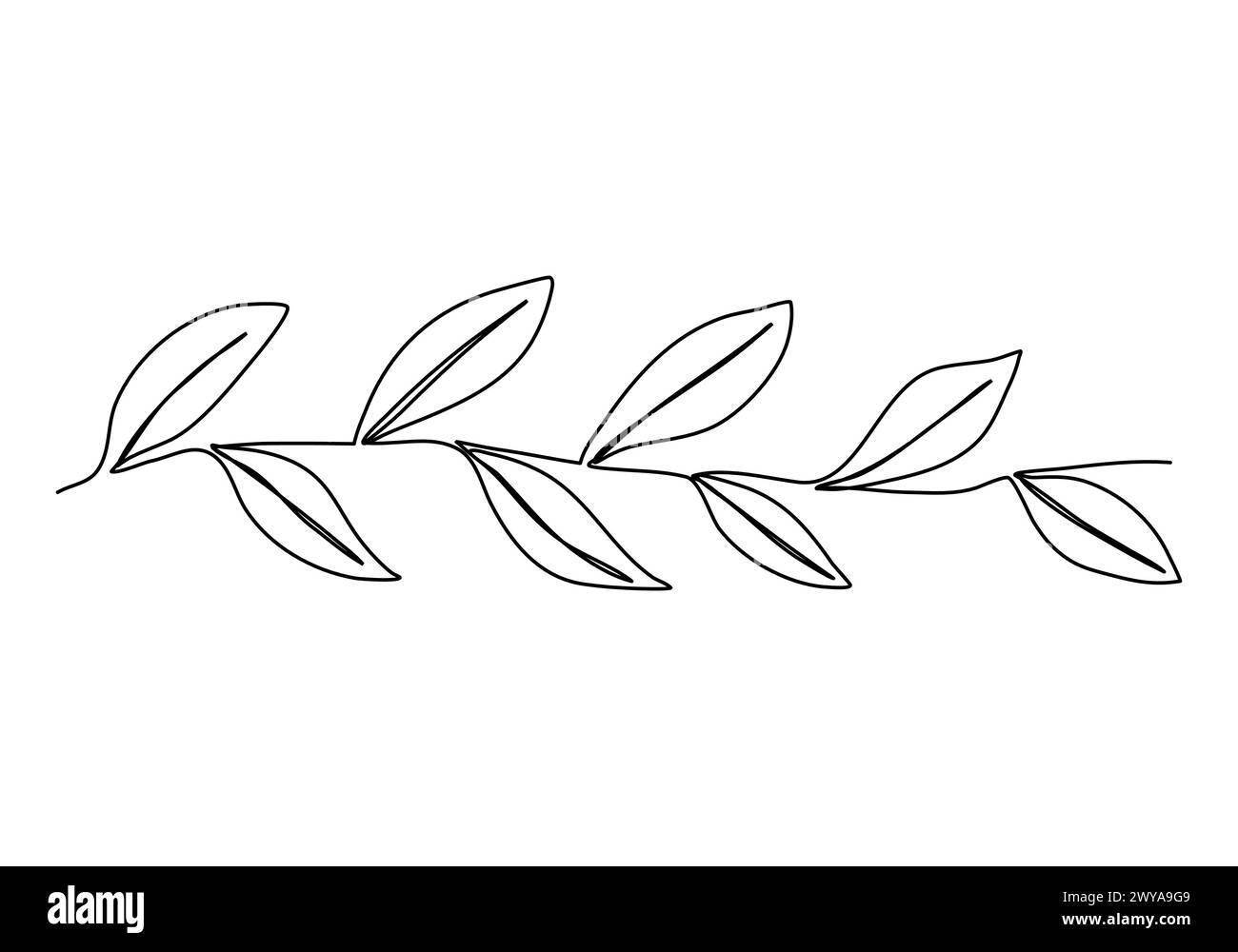 Branch with leaves. One line drawing vector illustration Stock Vector ...