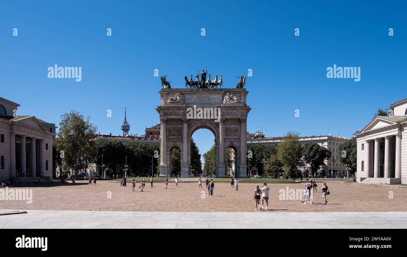View of Porta Sempione Simplon Gate and Arco della Pace Arch of Peace ...