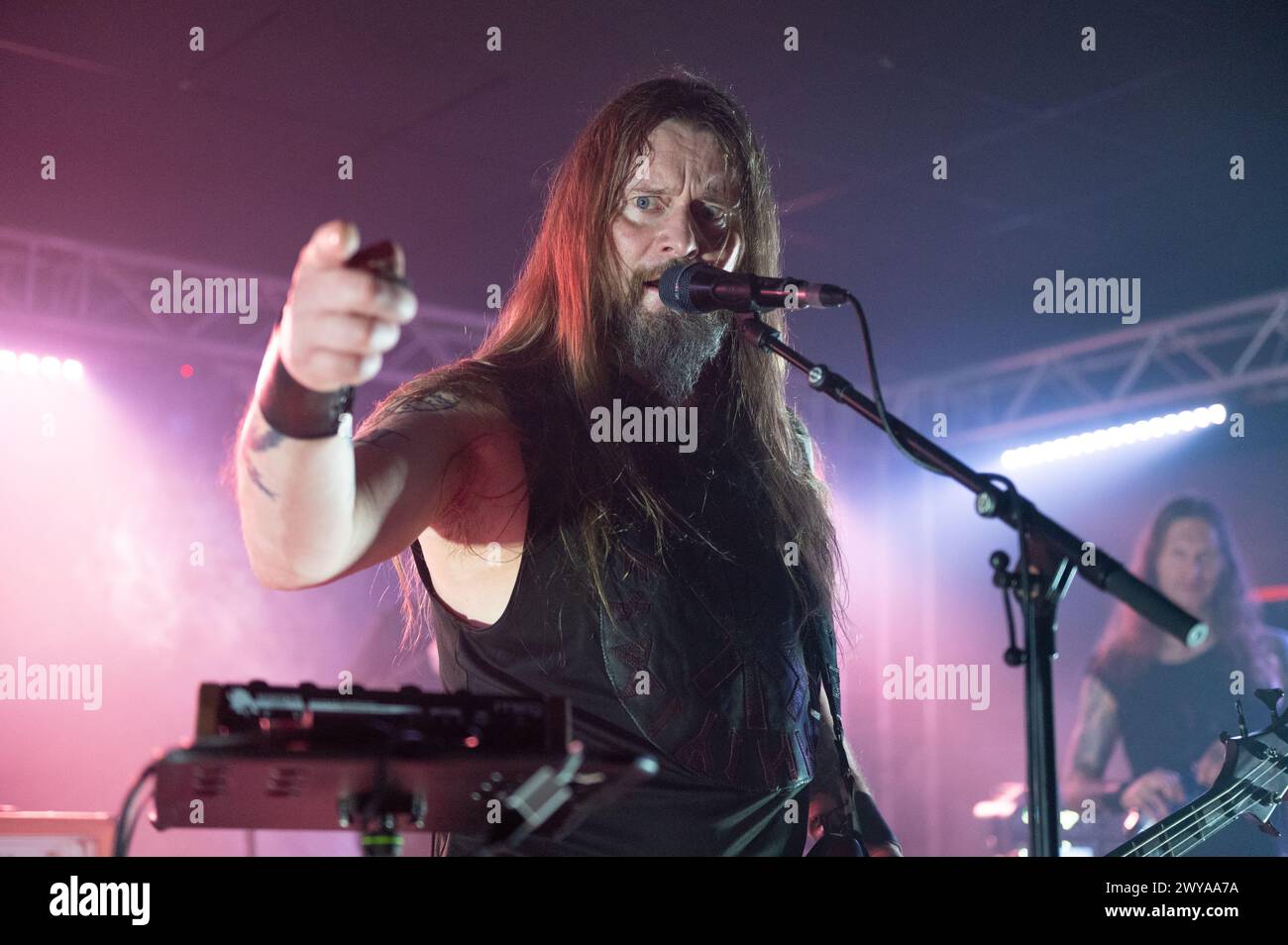 March 16, 2024: Enslaved bassist/singer Grutle Kjellson plays a concert ...