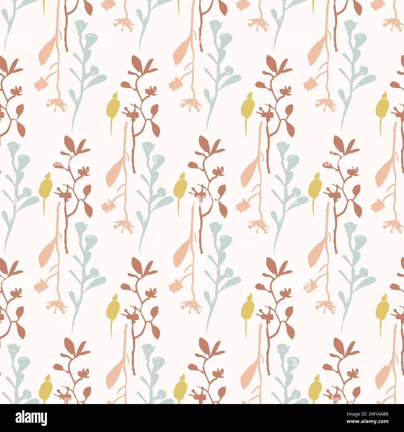 Modern vector pattern with pretty floral drawing motifs . Decorative ...
