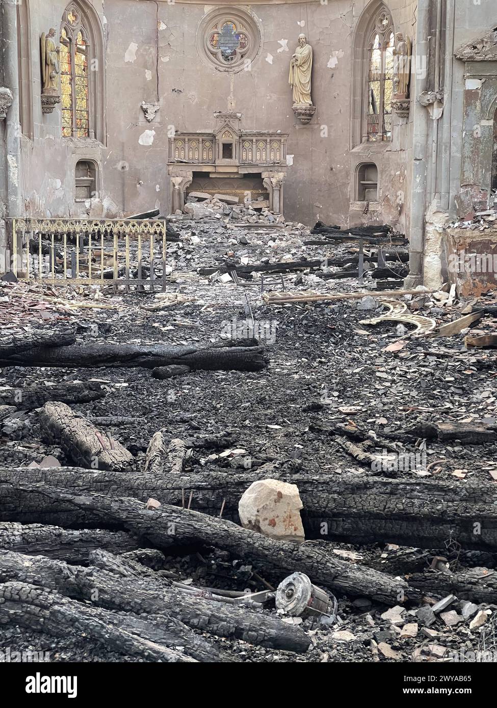 Catholic church destroyed by fire in Romilly-la-Puthenaye, Eure ...
