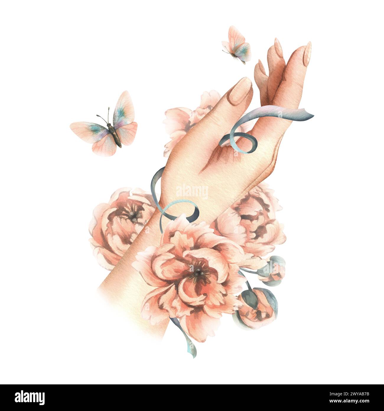 Female hand orange ribbon Cut Out Stock Images & Pictures - Alamy