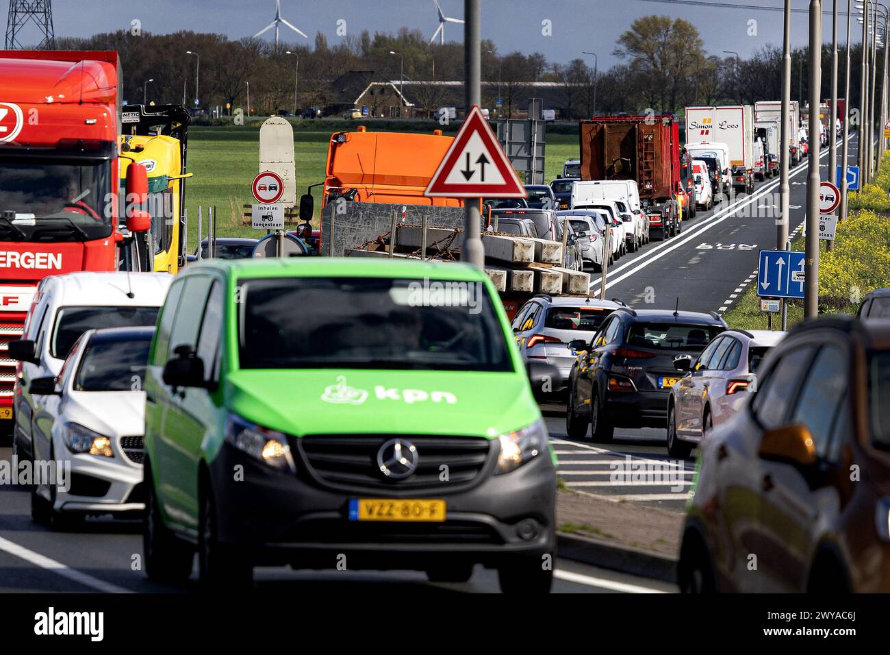 WATERGANG - A heavy traffic jam on the N247 from Amsterdam towards the ...