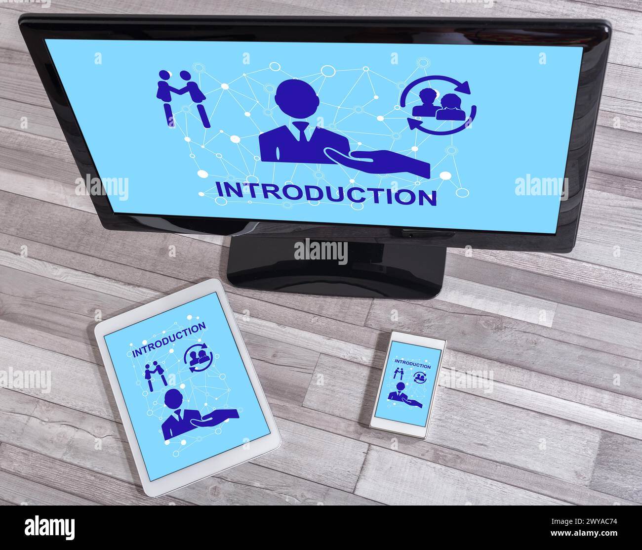 Introduction concept shown on different information technology devices ...