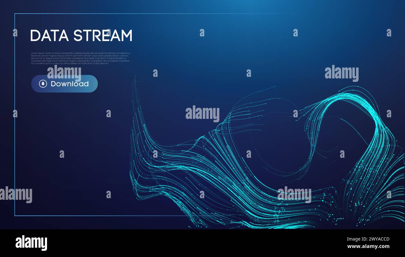 Data Stream Concept Data Visualization Information Flow Blue Technology Background Stock