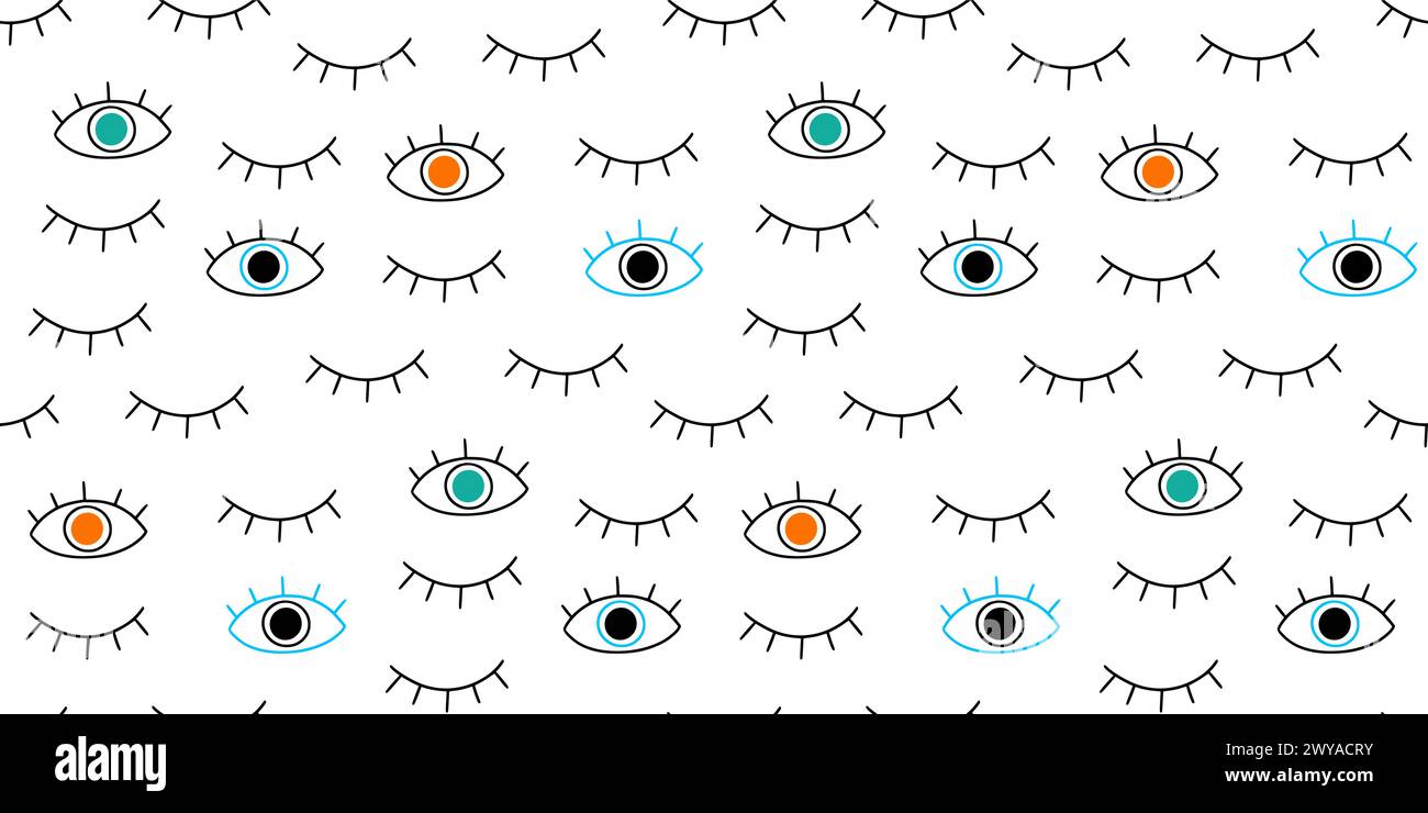 Eye doodle seamless vector pattern. Hand drawn doodle sketch simple ...