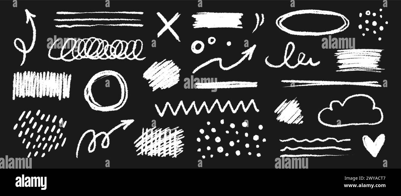 Chalk color pencil texture brush dot stroke vector element. Children ...