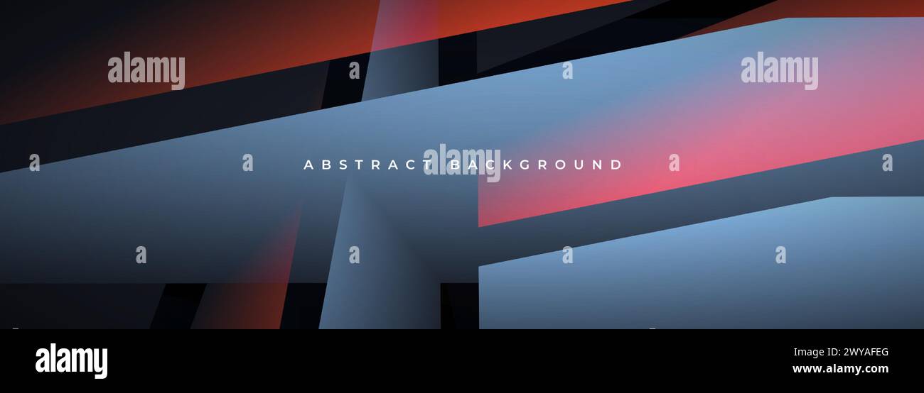 Dark abstract background with blue and red diagonal transparent objects ...