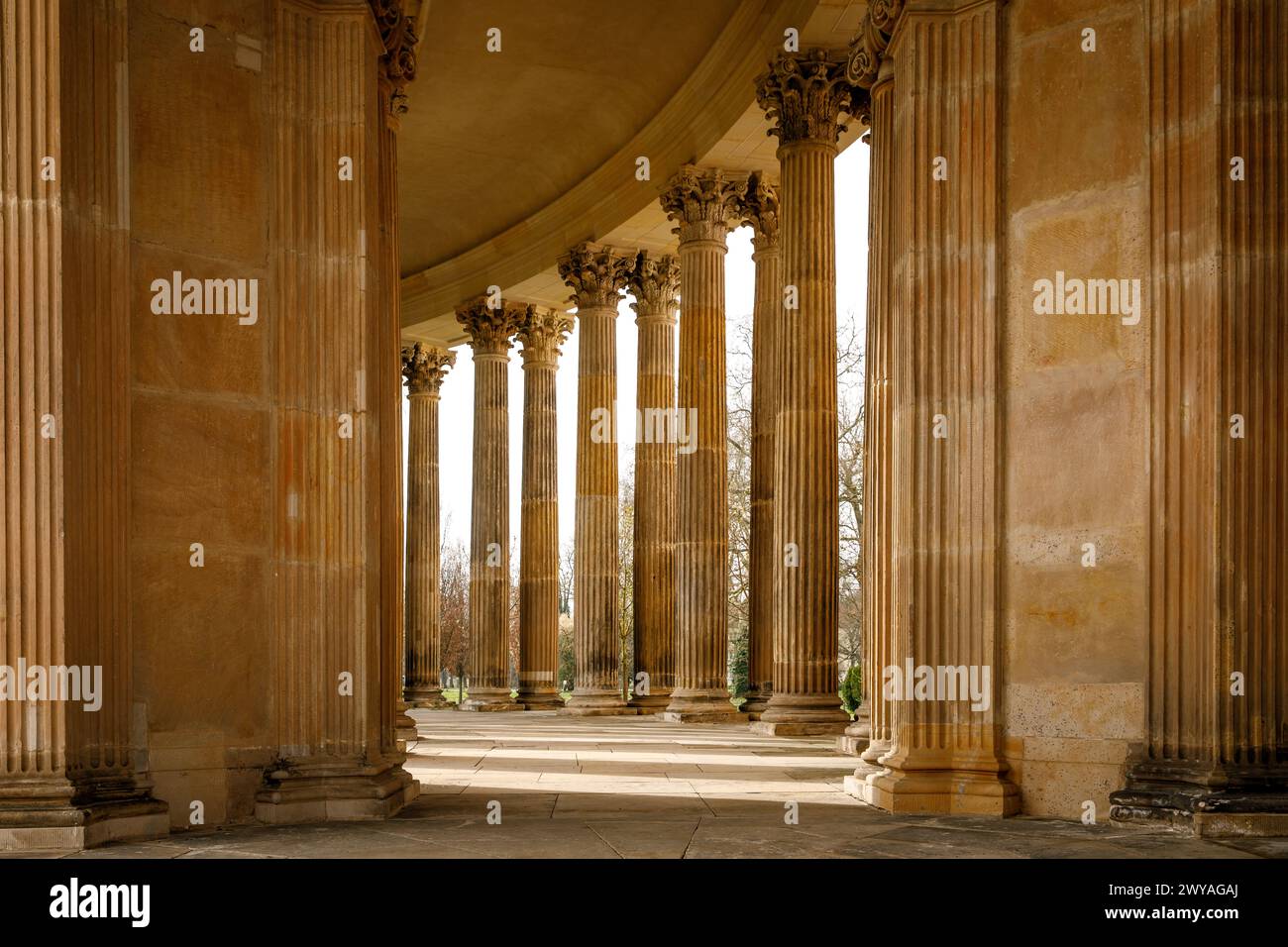 Classic ancient colonnade, the row of columns Stock Photo - Alamy