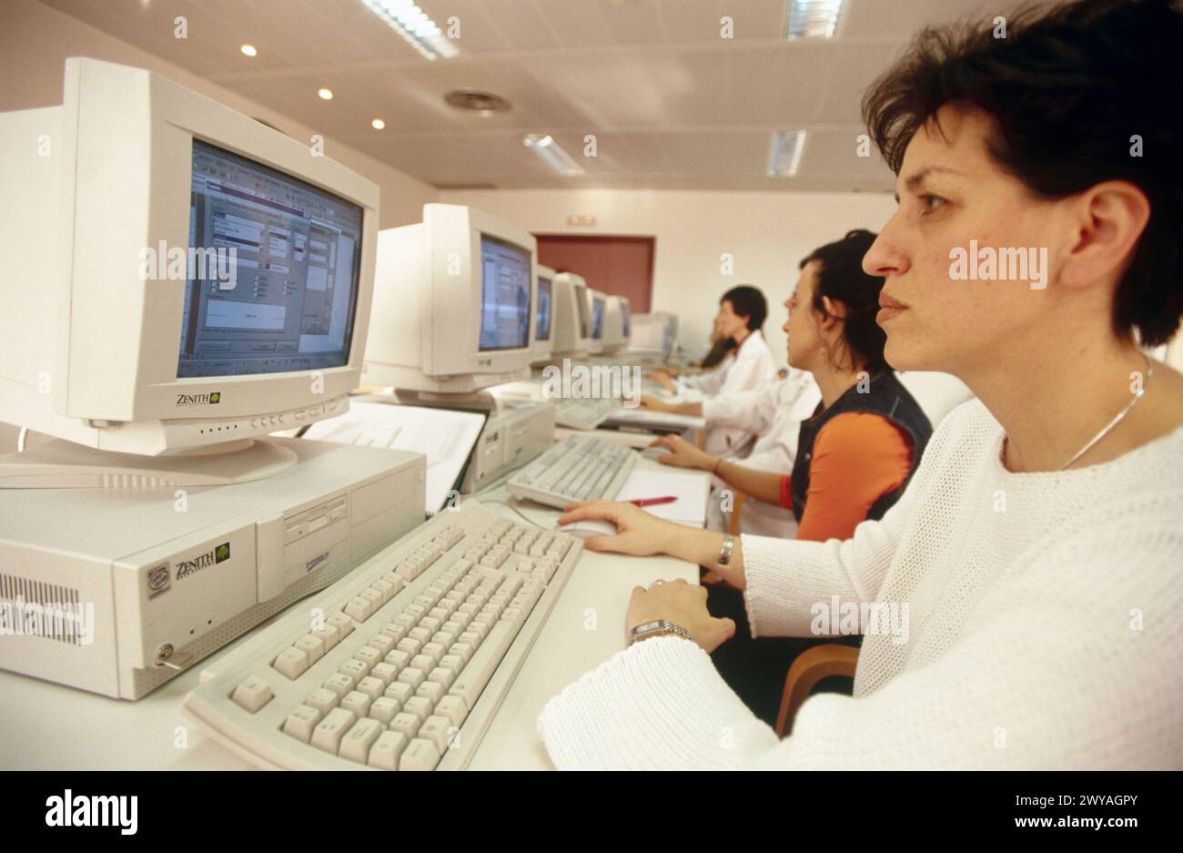 Classroom of computers, training at hospital Stock Photo - Alamy