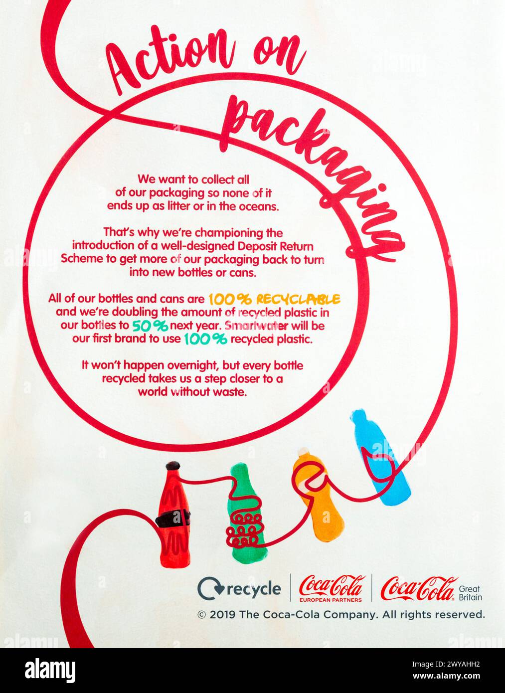 A 2019 advert by Coca-Cola championing a Deposit Return Scheme on ...