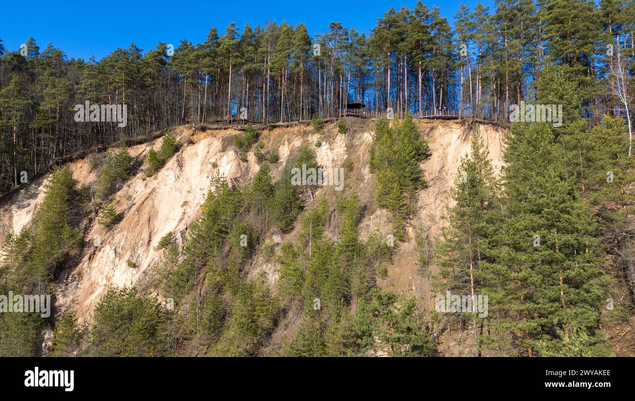 Drone photography of a small hillside erosion and trees trying growing ...