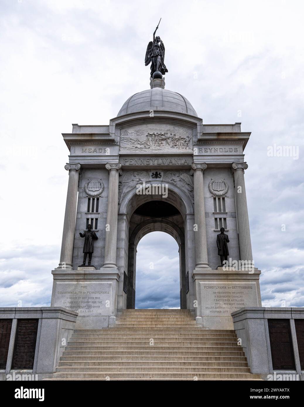 The Pennsylvania Monument on Hancock Avenue in the Gettysburg National ...