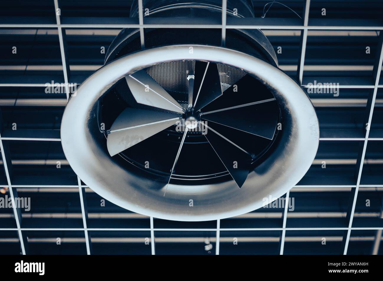 Room air conditioner gray ceiling round ventilation pipe with fan ...