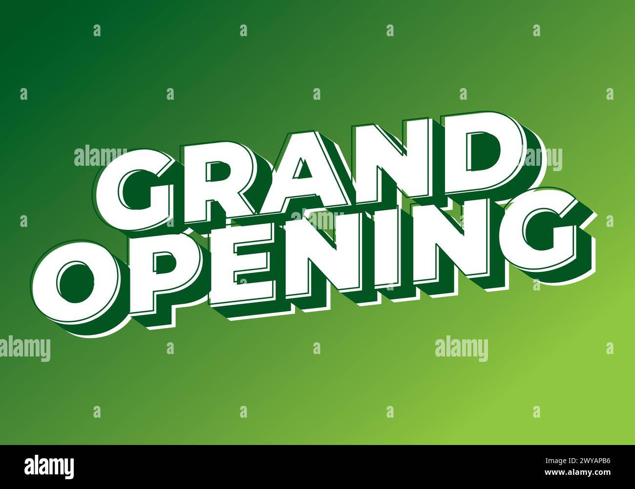 Grand opening. Text effect design in white green color with 3 dimension ...
