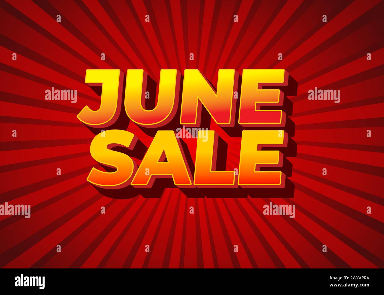 June sale. Text effect design in 3 dimensions style with eye catching ...