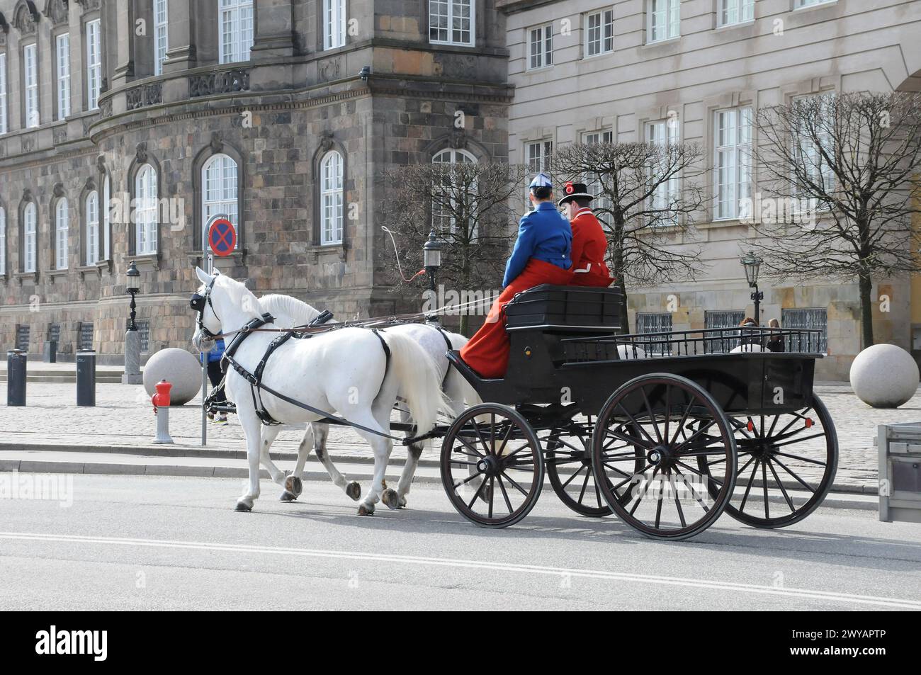 Copenhagen/ Denmark/05 April 2024/ Roayl horse train cart in Copenhagen ...